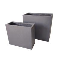 China Marble Black Square Shape Fiber Stone Flower Pot 2 14kg Weight Garden Arrangement for sale