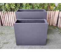 China Marble Black Square Shape Fiber Stone Flower Pot 2 14kg Weight Garden Arrangement for sale