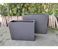 China Marble Black Square Shape Fiber Stone Flower Pot 2 14kg Weight Garden Arrangement for sale