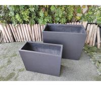 China Marble Black Square Shape Fiber Stone Flower Pot 2 14kg Weight Garden Arrangement for sale