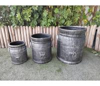 China Size 1 21*20*24cm Grey Flower Pot Garden Pot Dairy Fiber Stone Pot for Anniversaries for sale