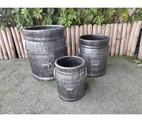 China Size 1 21*20*24cm Grey Flower Pot Garden Pot Dairy Fiber Stone Pot for Anniversaries for sale