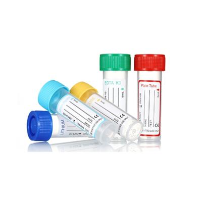 China Medical Plastic Blood Collection Tube Non Vacuum K3 EDTA Screw Cap 2.5ml 5ml for sale