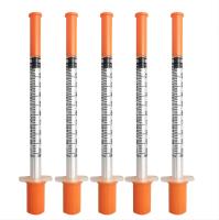 China Disposable Safety Insulin Syringe 0.3ml 0.5ml 1ml Ultra-Fine Orange OEM Medical Grade PP for sale