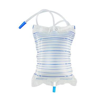 China Disposable Sterilize Urinary Drainage Bag 2000ml Urine Collection Bag with T Valve Medical Grade PVC for sale