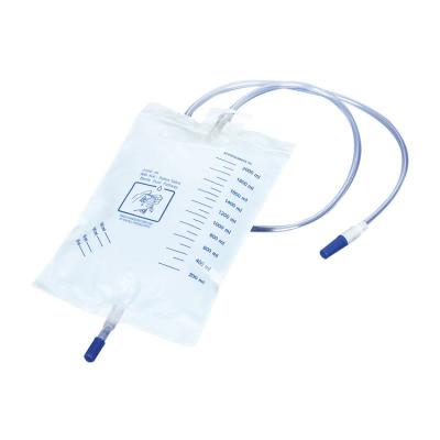 China 2000ml Medical Urine Drainage Bag with Screw Valve Disposable PVC Collection Bag 90cm Tube for sale