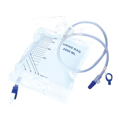 China 2000ml Medical Grade PVC Urine Collection Bag with Anti-Reflux Valve for Hospital Use for sale