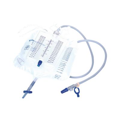 China Disposable Urinary Meter Drainage Bag 500ml 1000ml 2000ml Medical Grade PVC Anti-Reflux for sale