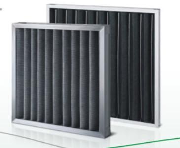 China Galvanized Mesh Activated Carbon Pleated Air Filter 24x24x4 Foldable HVAC for sale