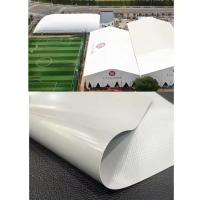 China 23x23 850gsm Flame Retardant White Waterproof Tarpaulin - 2800N Tensile Strength, 1-3.2m Width for sale