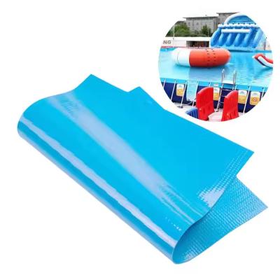 China 1000D 700GSM Blue PVC Coated Swimming Pool Fabric - 1.5mm Thickness, 1100N/50mm Tensile Strength for sale