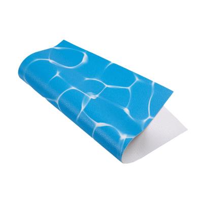 China 1.5mm Water Ripple PVC Swimming Pool Liner with Fire Retardancy - 1100N Tensile Strength and 1500-1830mm Width Options for sale