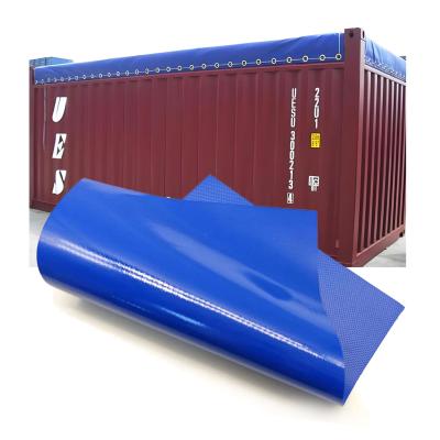 China Custom Blue PVC Coated Polyester Truck Tarpaulin 650-850gsm Waterproof Tear Resistant for sale