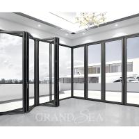 China Grandsea Waterproof Hurricane Proof Aluminium Alloy Patio Glass Bi Folding Door American Bifolding Aluminum Folding Door for sale
