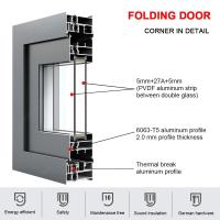 China Grandsea Waterproof Hurricane Proof Aluminium Alloy Patio Glass Bi Folding Door American Bifolding Aluminum Folding Door for sale