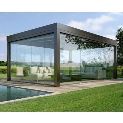 China Luxury Patio Automatic Smart Cover Louver Roof System Waterproof Garden Aluminium Outdoor Motorized Pergolas for sale