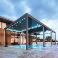 China Luxury Patio Automatic Smart Cover Louver Roof System Waterproof Garden Aluminium Outdoor Motorized Pergolas for sale