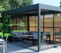 China Luxury Patio Automatic Smart Cover Louver Roof System Waterproof Garden Aluminium Outdoor Motorized Pergolas for sale