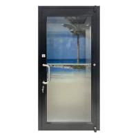 China USA American Modern Design Storefront Front Glaze White Swing Entry Commercial Kfc Chicken Aluminium Door for sale