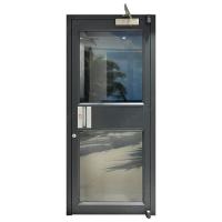 China USA American Modern Design Storefront Front Glaze White Swing Entry Commercial Kfc Chicken Aluminium Door for sale