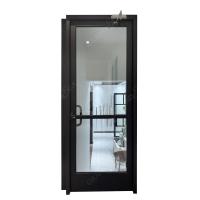 China USA American Modern Design Storefront Front Glaze White Swing Entry Commercial Kfc Chicken Aluminium Door for sale