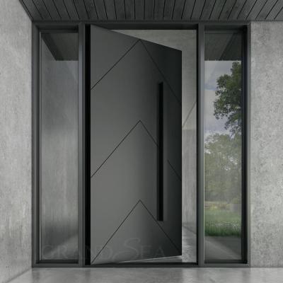 China Malaysia  Style  Light Pattern Security Steel Matte Black Finish Bright Color  Pivot Door with Stainless Steel Handle for sale