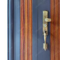 China 2022 New Design Latest Modern Style Grey Wooden Texture High Grade Burglar Proof Strong Security Steel Front Entry Door for sale
