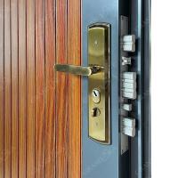 China 2022 New Design Latest Modern Style Grey Wooden Texture High Grade Burglar Proof Strong Security Steel Front Entry Door for sale