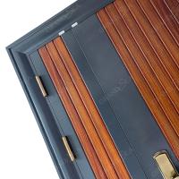 China 2022 New Design Latest Modern Style Grey Wooden Texture High Grade Burglar Proof Strong Security Steel Front Entry Door for sale