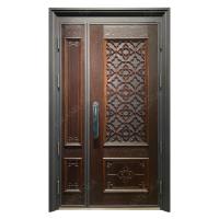 China Modern Design Wooden Grain Anti-theft Door Villa Multi Lock Point Front Safety Steel Door Exterior Security Door for sale
