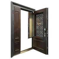 China Modern Design Wooden Grain Anti-theft Door Villa Multi Lock Point Front Safety Steel Door Exterior Security Door for sale