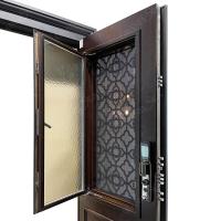 China Modern Design Wooden Grain Anti-theft Door Villa Multi Lock Point Front Safety Steel Door Exterior Security Door for sale