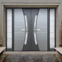 China Contemporary Style Heavy Duty Burglar Proof Stainless Steel Exterior Front Main Entry Security Doors With Sidelights for sale