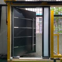 China Australia Style Finished Bright Black High Glossy Color Front Flush Luxury Aluminum Security Stainless Steel Pivot Entry Door for sale