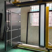 China Australia Style Finished Bright Black High Glossy Color Front Flush Luxury Aluminum Security Stainless Steel Pivot Entry Door for sale