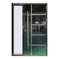 China Australia Style Finished Bright Black High Glossy Color Front Flush Luxury Aluminum Security Stainless Steel Pivot Entry Door for sale