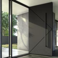China Modern Design Custom Made Wrought Iron Solid Wood Steel Pivot Entry Door with Factory Price for Residential Projects for sale