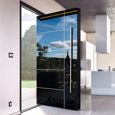 China Luxury Villa Top Quality Steel Door Entry Modern Lock System Stainless Steel Front Entrance Pivot Door for sale
