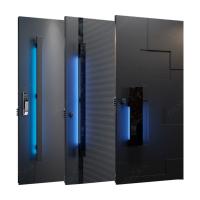 China European Luxury House Front Modern Pivot Doors with Long Handle Wooden Entrance Door Modern Villa Main Door for sale