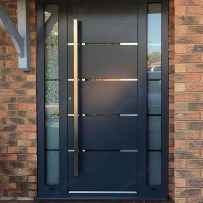 China Modern Design Foshan Aluminum Pivot Entrance Door for Residential Main Entry Exterior French House Villa Front Entry Pivot Door for sale