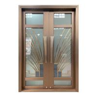 China Modern Design Foshan Aluminum Pivot Entrance Door for Residential Main Entry Exterior French House Villa Front Entry Pivot Door for sale