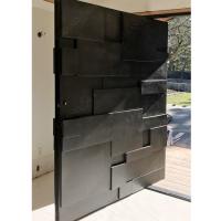 China Hurricane Custom Villa Big Luxury Black Solid Wood Entry Modern Stainless Steel Front Entrance Cedar Pivot Door for sale