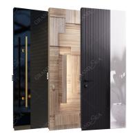 China Hurricane Custom Villa Big Luxury Black Solid Wood Entry Modern Stainless Steel Front Entrance Cedar Pivot Door for sale