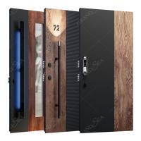 China Hurricane Custom Villa Big Luxury Black Solid Wood Entry Modern Stainless Steel Front Entrance Cedar Pivot Door for sale