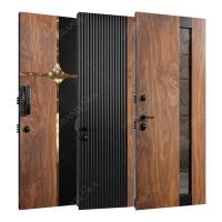 China Hurricane Custom Villa Big Luxury Black Solid Wood Entry Modern Stainless Steel Front Entrance Cedar Pivot Door for sale