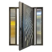 China Italian Front Door Design Villa Pivot Entrance Security Luxury Front Pivot Door Modern Entry Black Aluminum Pivot Door for sale