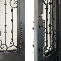 China Latest Modern Cast Iron Factory Price Front Door with Glass, Entry Double Wrought Iron Door Design for Villa for sale