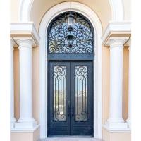 China Multifunctional Fiberglass Safety Metal Wrought Iron Front Double Door on Outdoor Wrought Iron Door for Home for sale