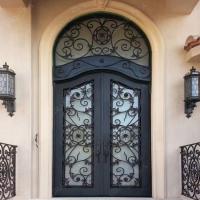 China Multifunctional Fiberglass Safety Metal Wrought Iron Front Double Door on Outdoor Wrought Iron Door for Home for sale