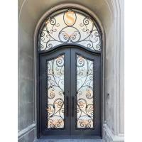 China Multifunctional Fiberglass Safety Metal Wrought Iron Front Double Door on Outdoor Wrought Iron Door for Home for sale
